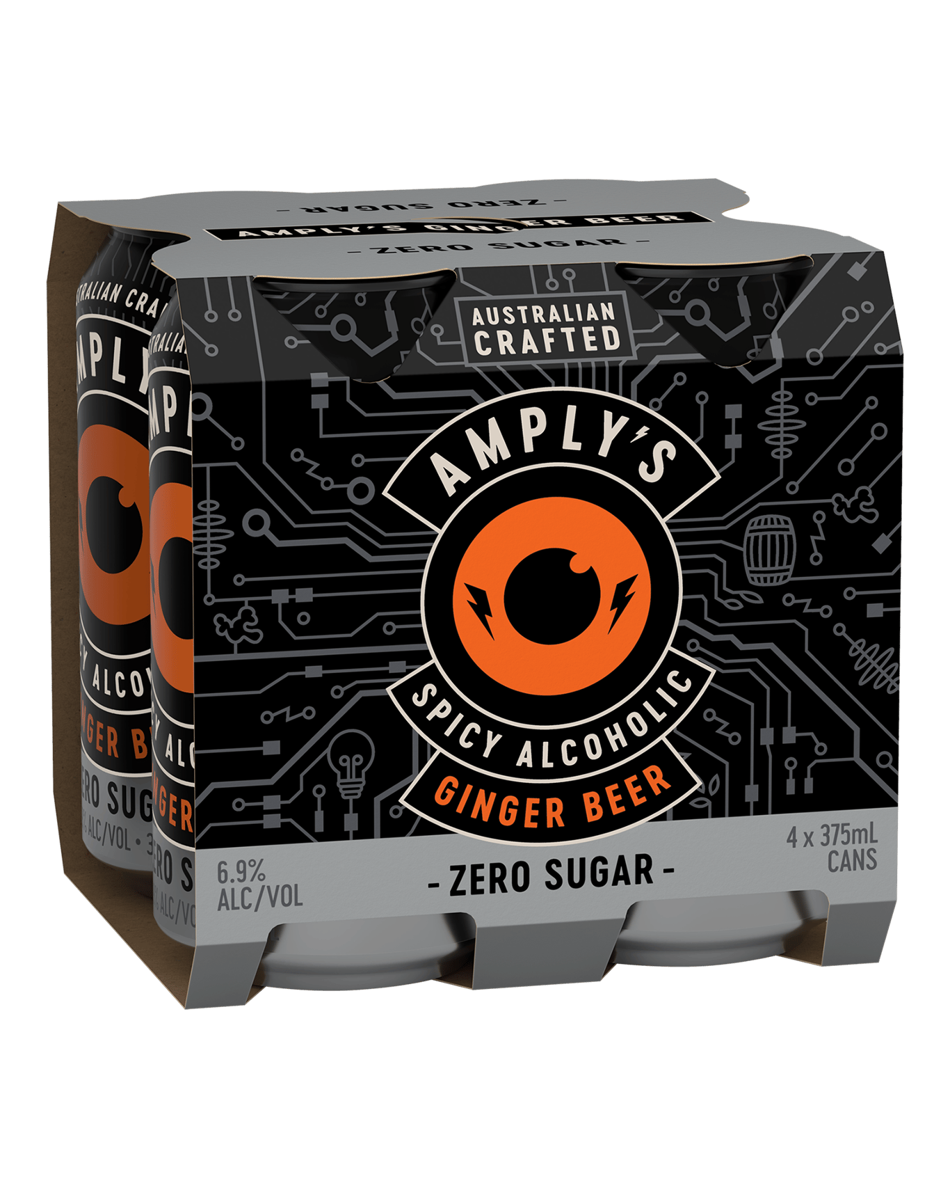 Buy Amplys Ginger Beer 6.9% Zero Sugar Cans 375ml Online @Lowest Price