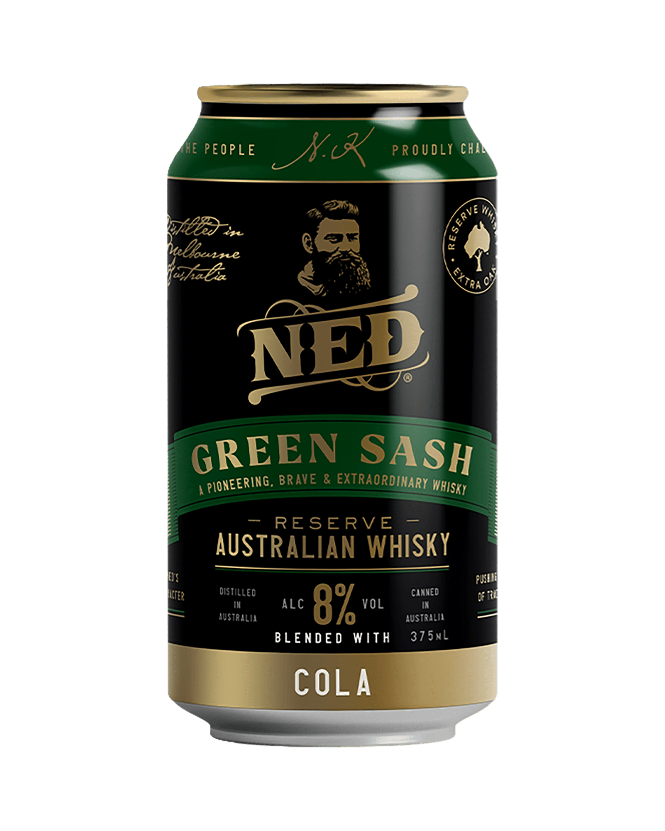Buy Ned Australian Whisky Green Sash Whisky & Cola 8% Cans 375ml Online ...