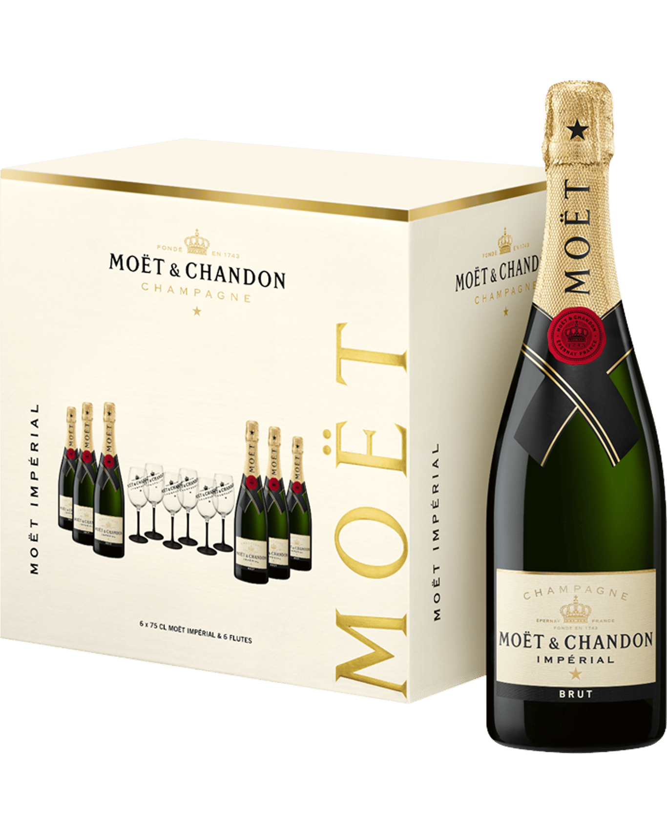 Buy Moët & Chandon 6x750ml & 6 Flutes Pack Online @Lowest Price