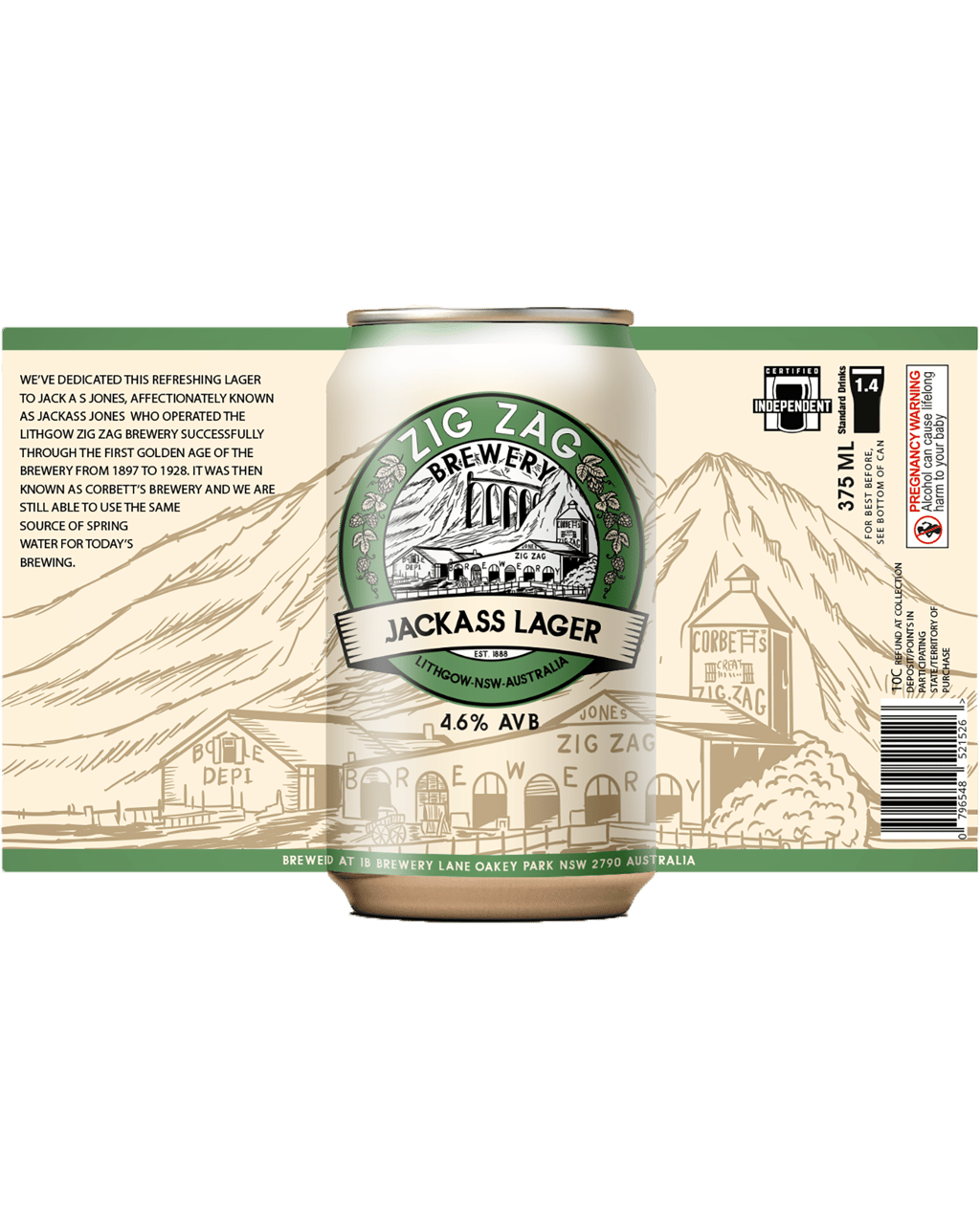 Buy Zig Zag Brewery Jackass Lager Can 375ml Online @Lowest Price