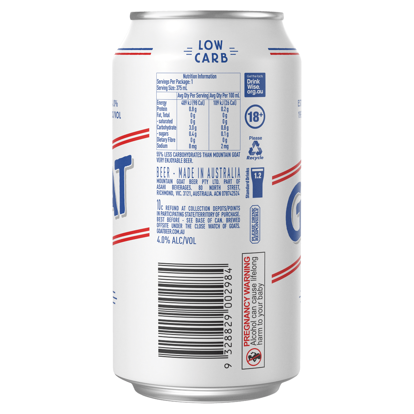 Buy Mountain Goat Low Carb Lager Can 375ml Online @Lowest Price