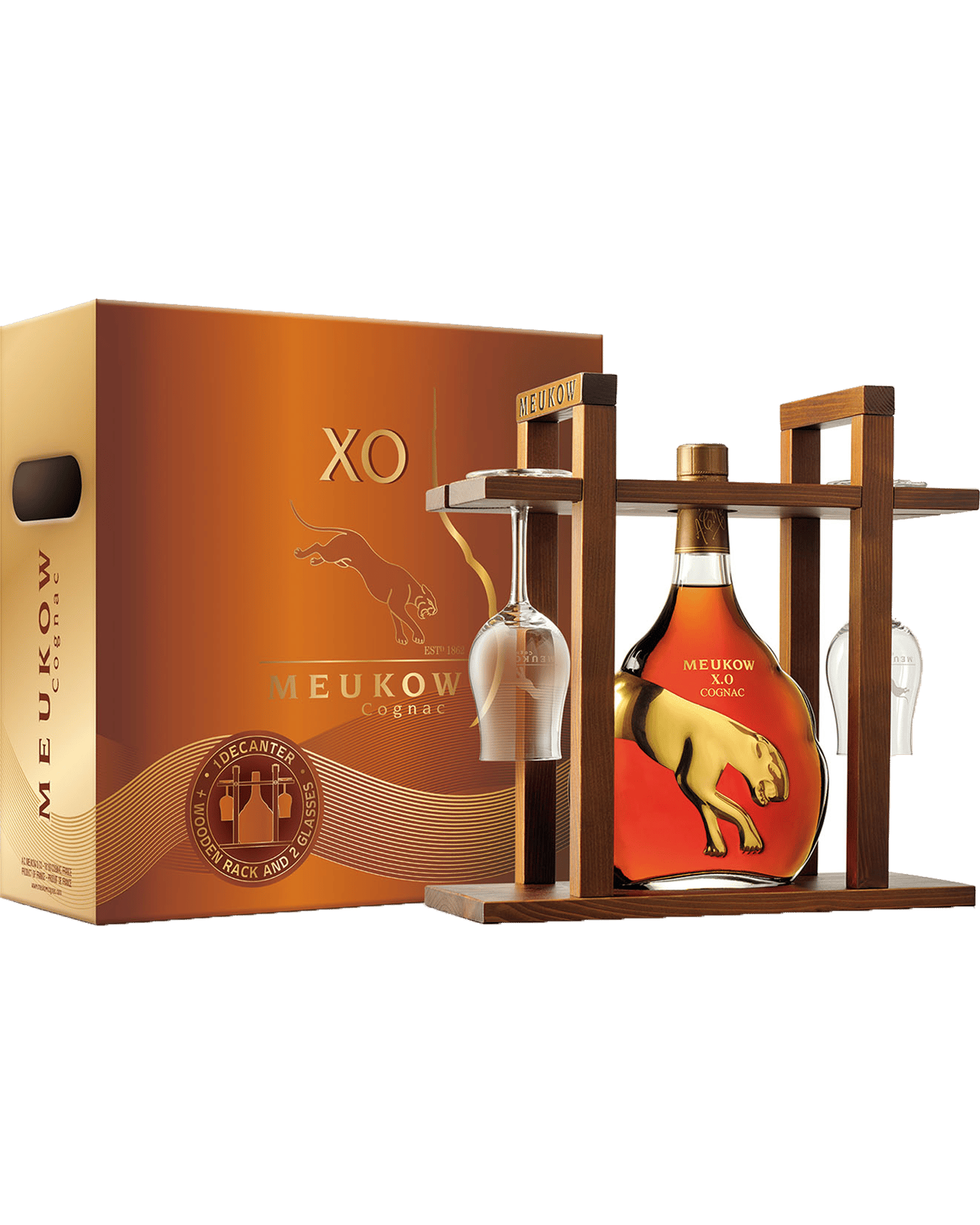 Buy Meukow Xo Cognac 700ml Rack And 2 Glasses Pack Online @Lowest Price