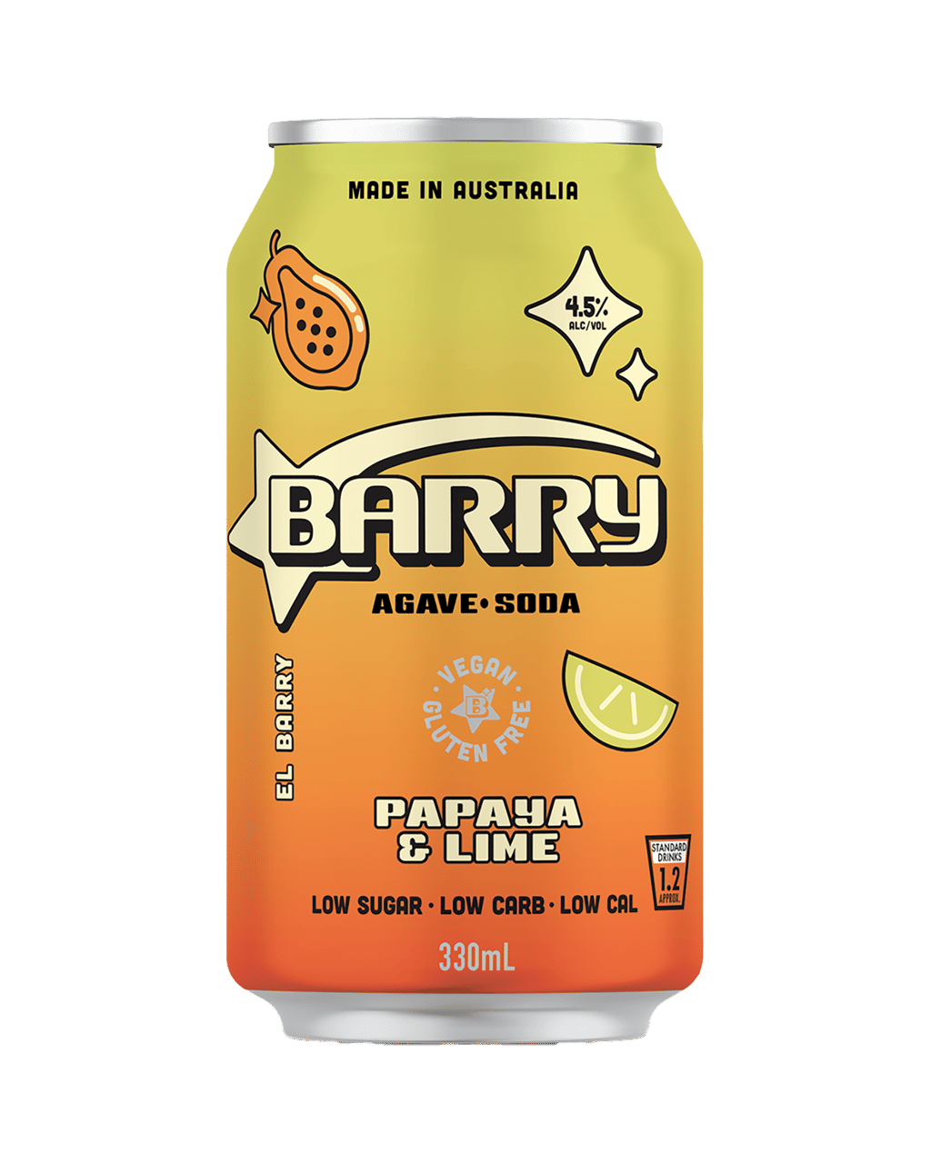 Buy Barry Agave & Soda - Papaya & Lime Can 330ml Online @Lowest Price