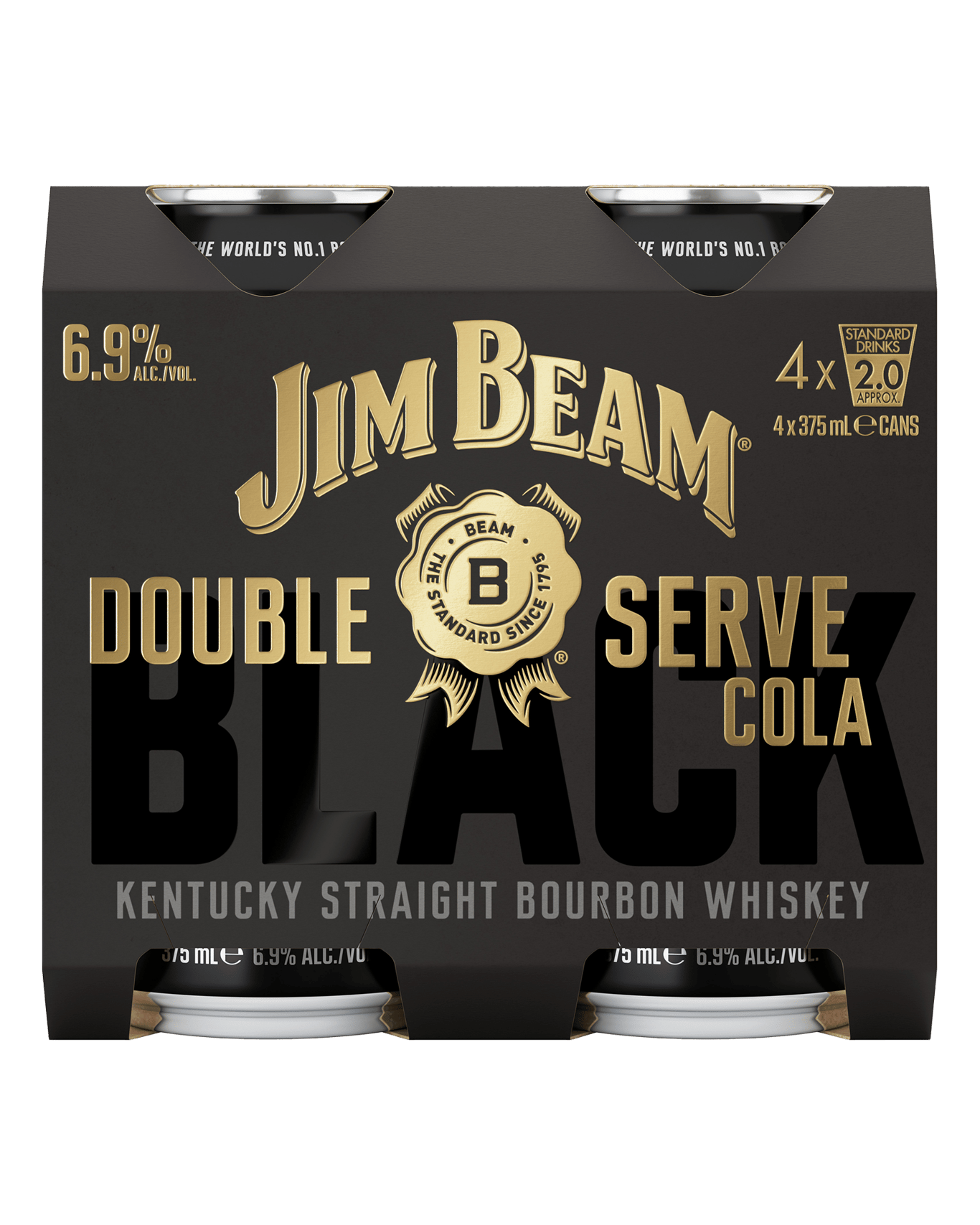 Buy Jim Beam Black Double Serve Bourbon & Cola 6.9% Cans 375ml Online ...