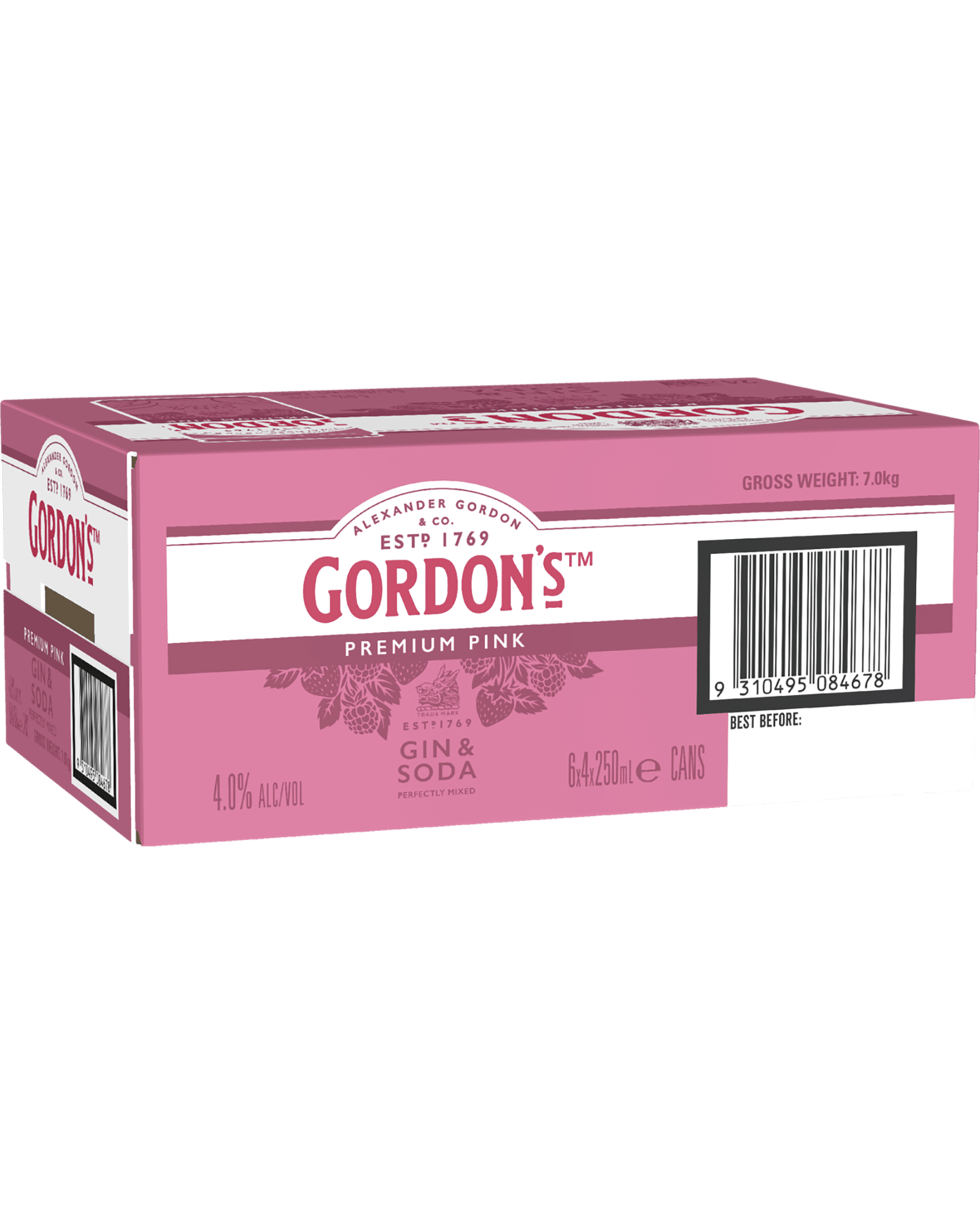 Buy Gordon's Premium Pink Gin & Soda Cans 250ml Online @Lowest Price