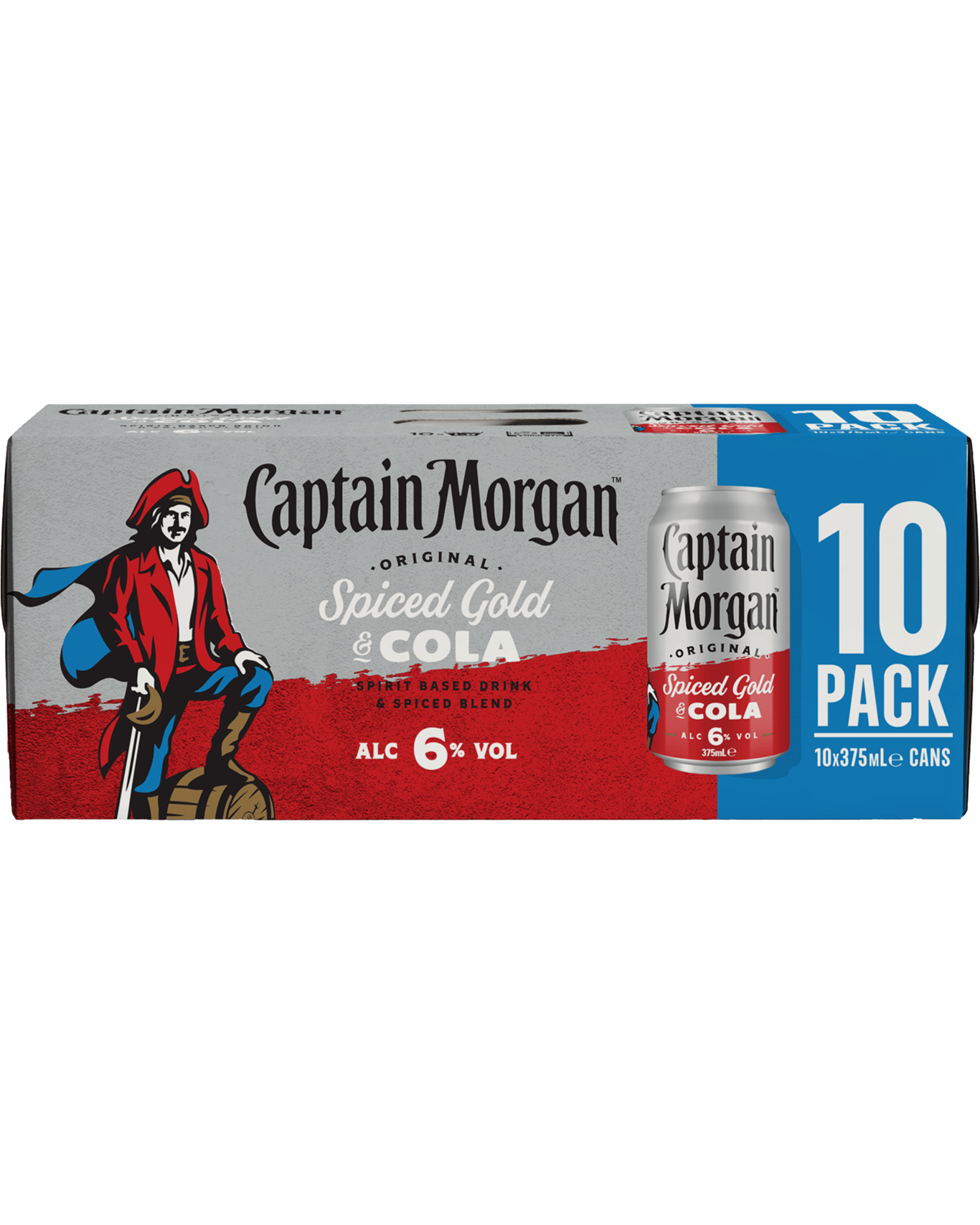 Buy Captain Morgan Original Spiced Gold & Cola 10 Pack Cans 375ml ...