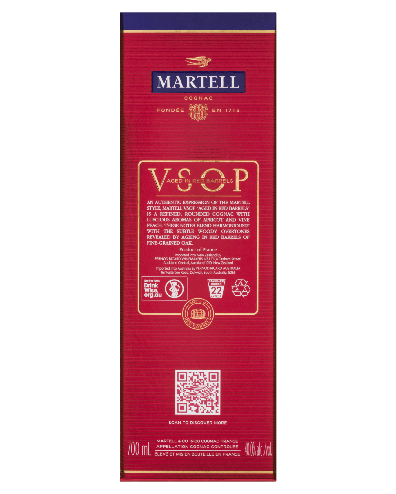 Buy Martell VSOP Red Barrell Cognac 700mL | Dan Murphy's Delivers