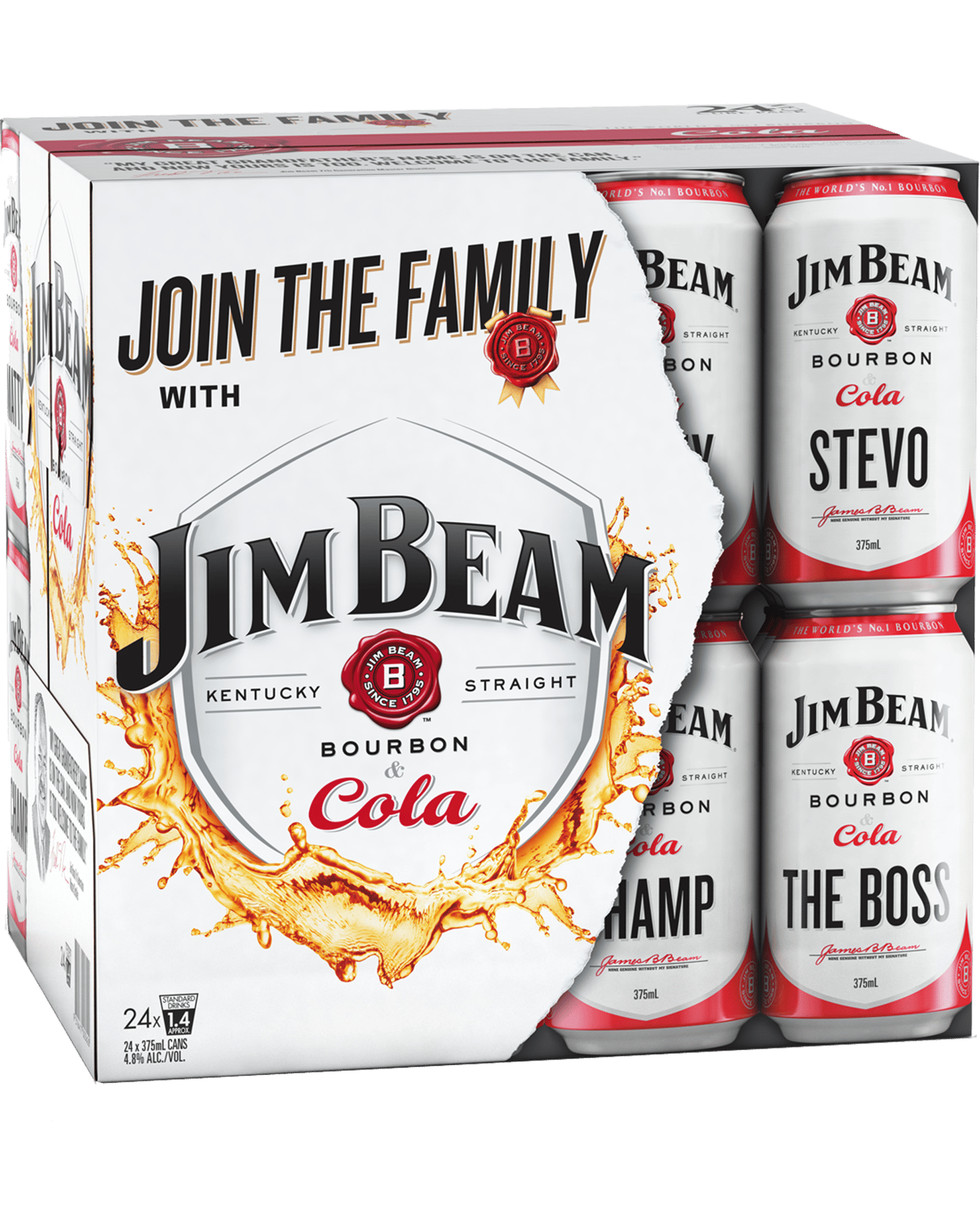 Buy Jim Beam 'join The Family' White Label Bourbon & Cola Cans 375ml ...