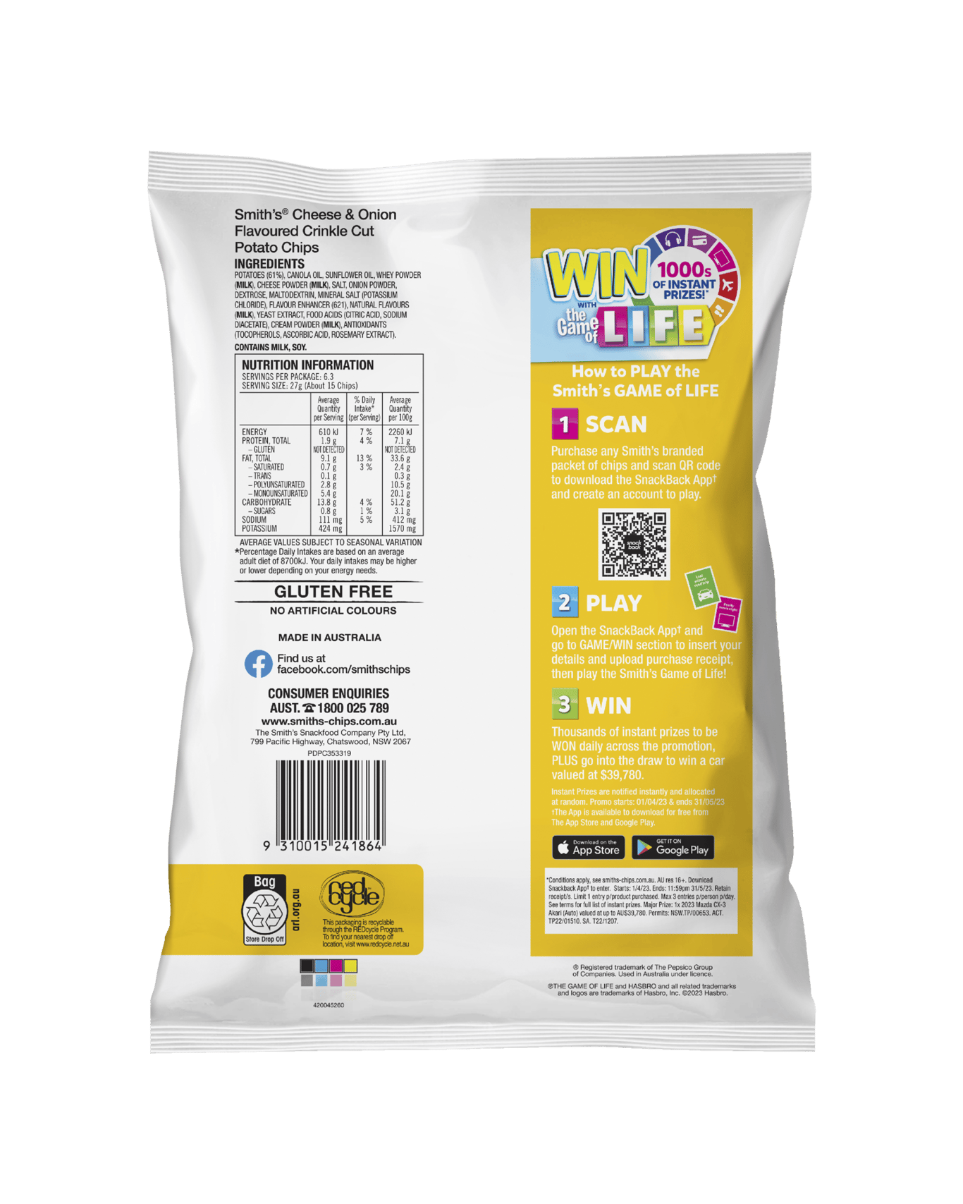Buy Smiths Crinkle Cut Chips Cheese & Onion 170g Online @Lowest Price