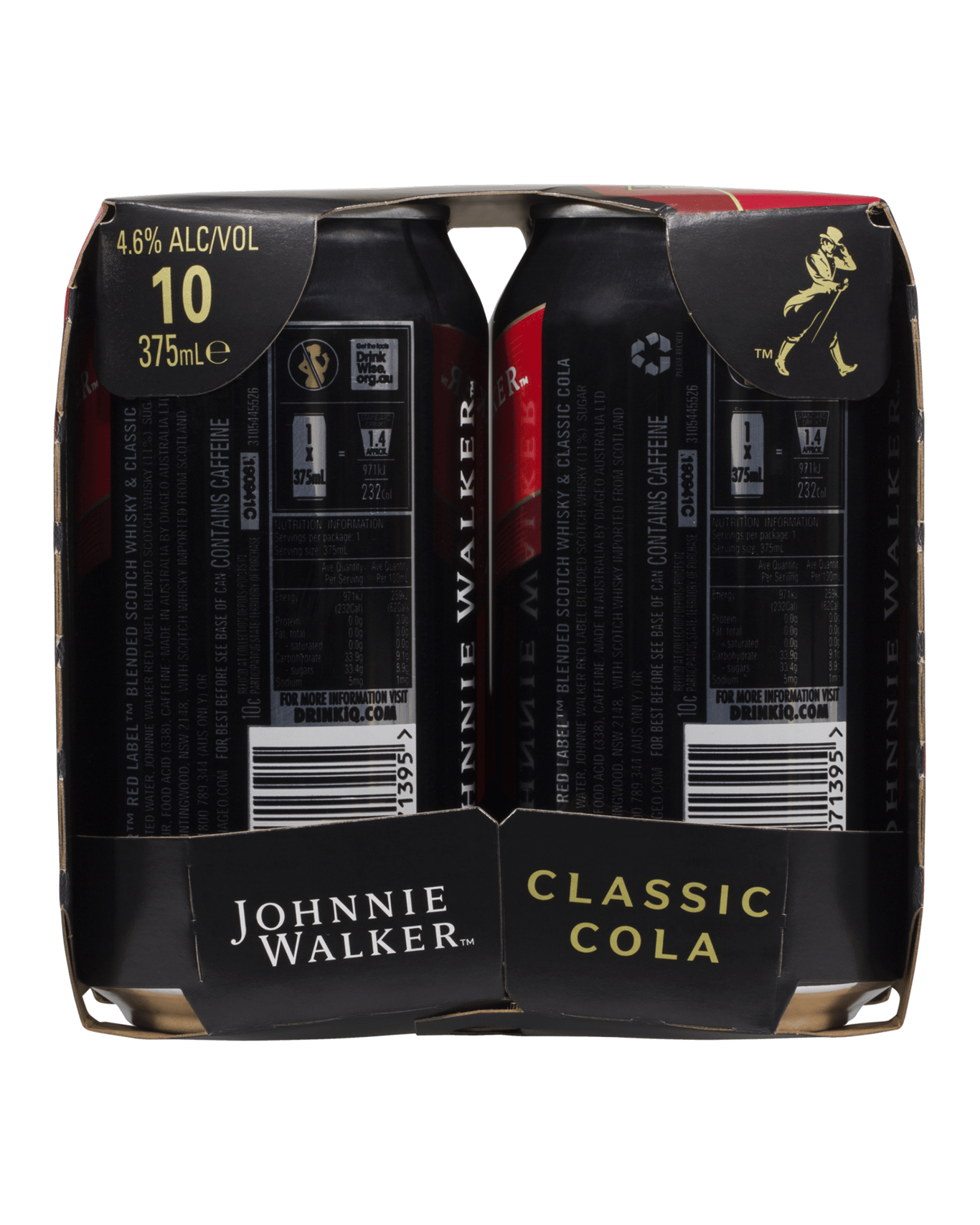 Buy Johnnie Walker Red Label & Cola 10 Pack Cans 375ml Online @Lowest Price