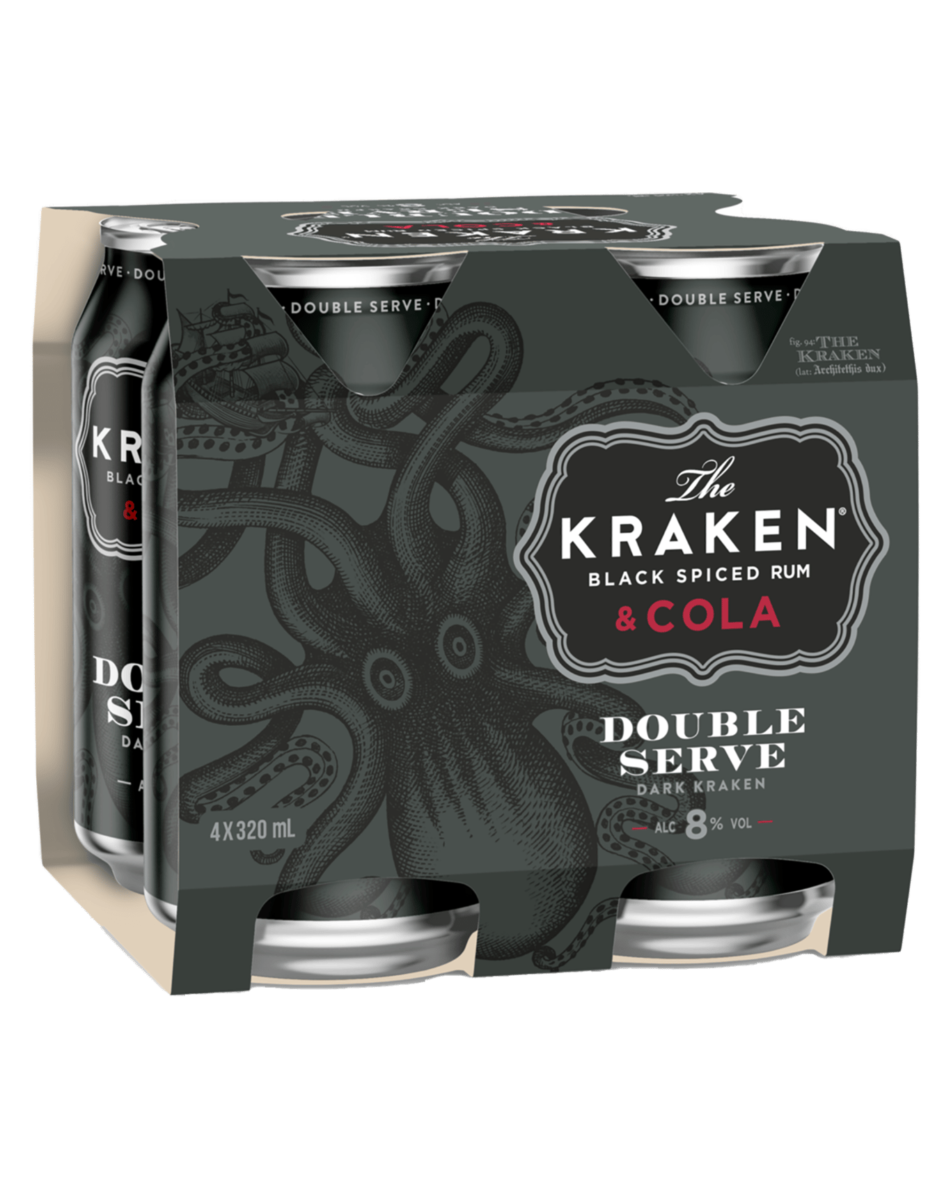 Buy The Kraken Double Serve And Cola 8% Cans 320ml Online @Lowest Price