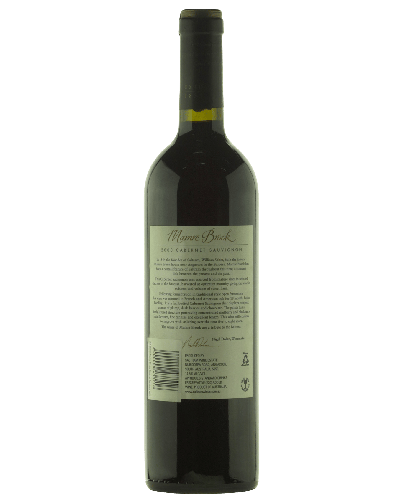 Buy Saltram Mamre Brook Cabernet Sauvignon 2003 Online @Lowest Price