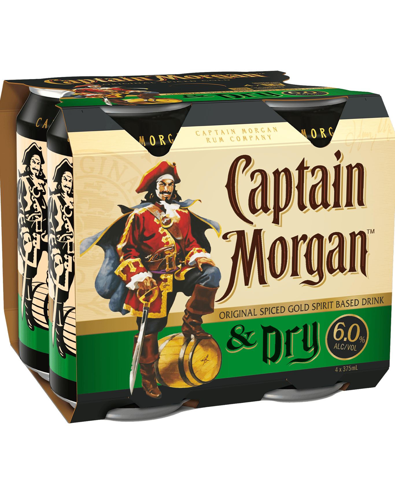 Buy Captain Morgan Original Spiced Gold & Dry Cans 375ml Online @Lowest ...