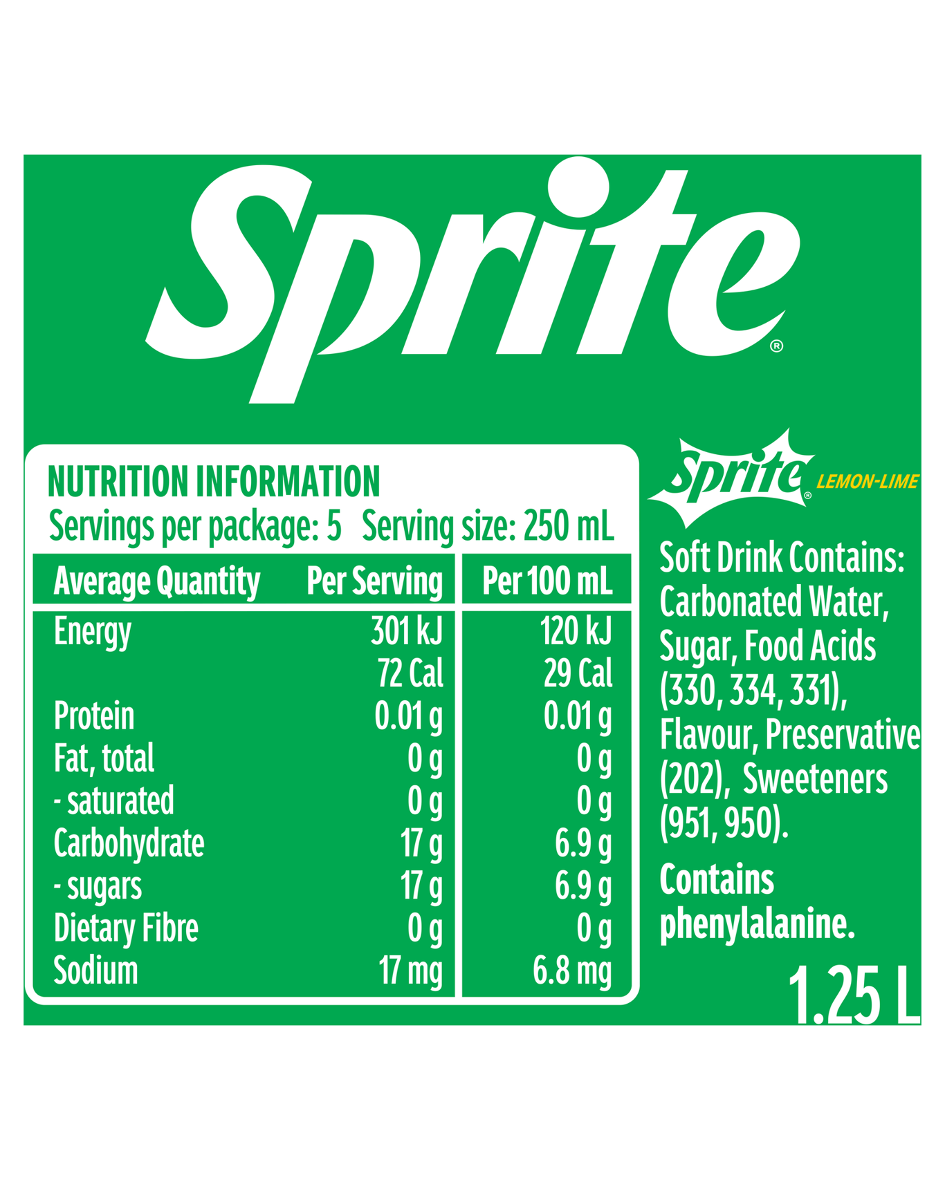Buy Sprite Lemonade Soft Drink 1.25l Online @Lowest Price