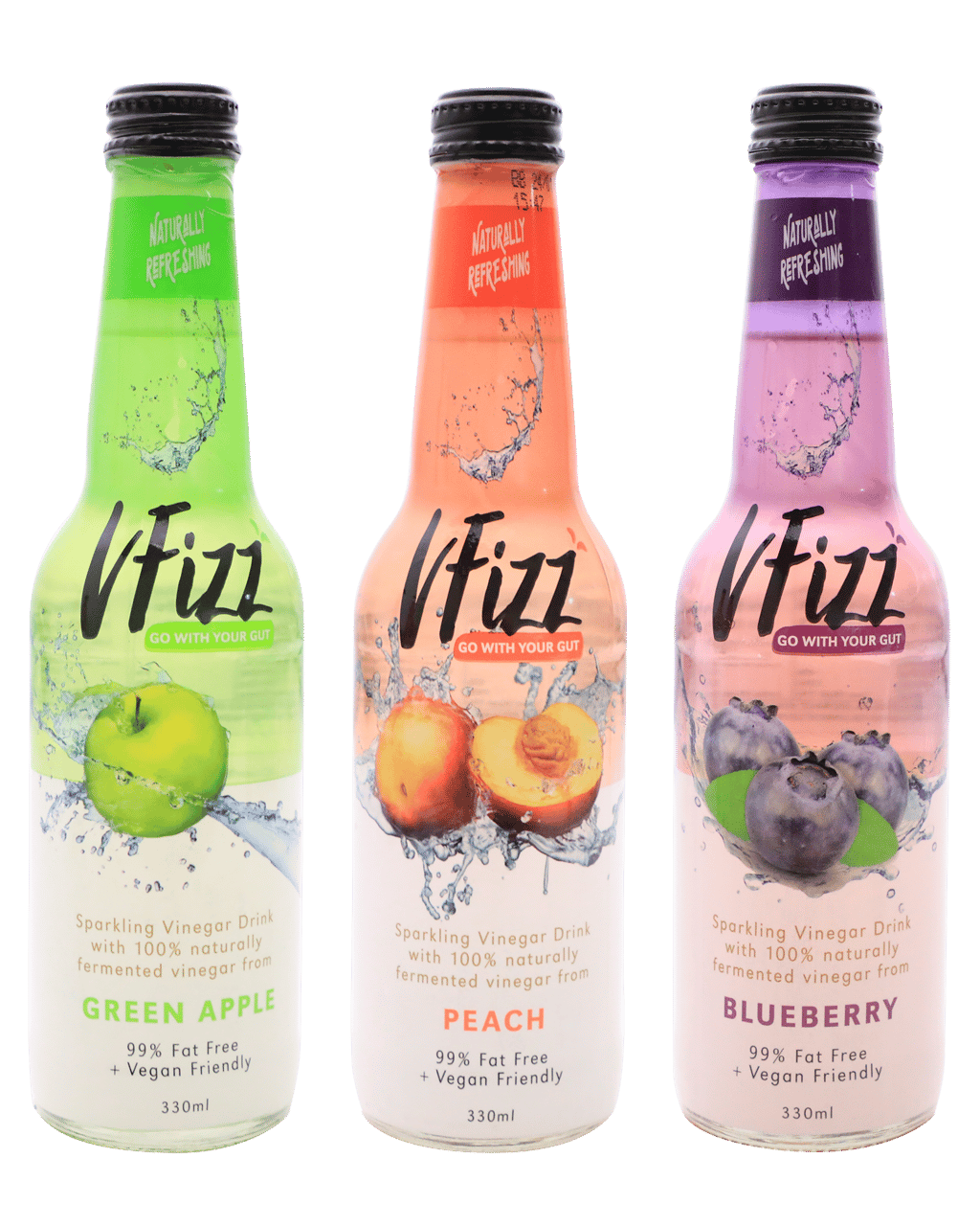 Buy V Fizz Non-alcoholic Green Apple, Peach & Blueberry Vinegar Cider ...