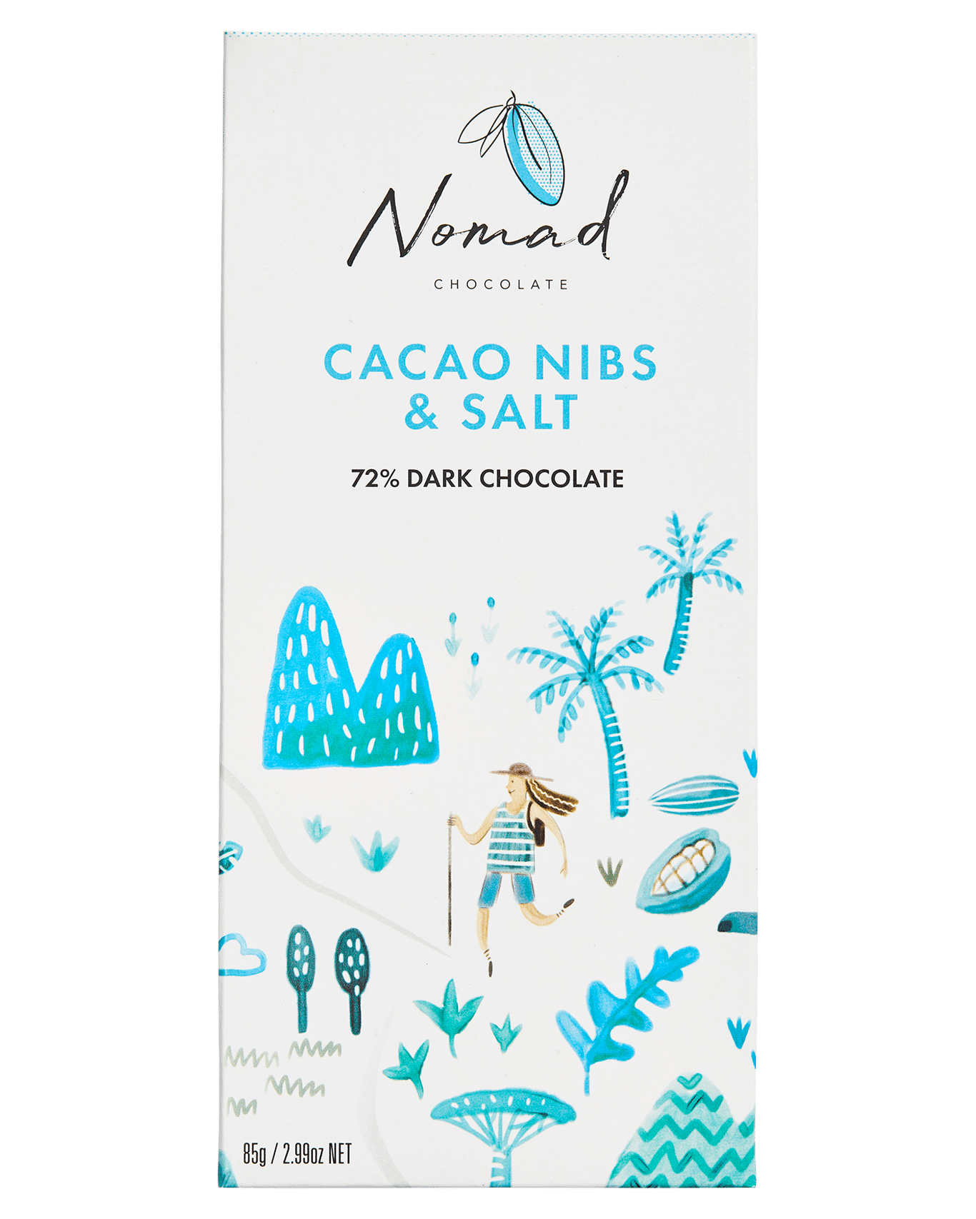 Buy Nomad Chocolate Cacao Nibs And Salt 72% Dark Chocolate 85g Online ...